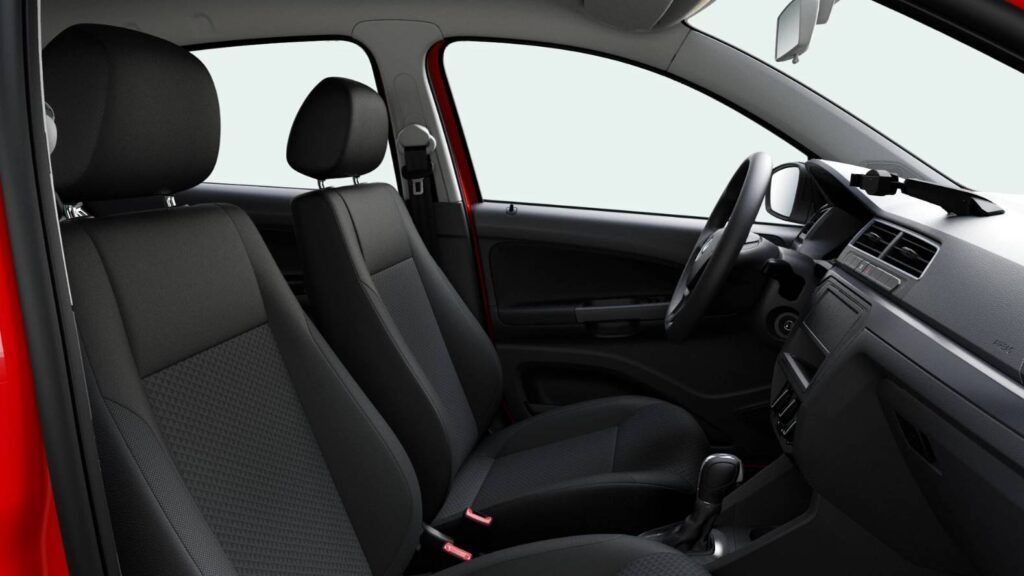 Foto mostrando os bancos dianteiros do Volkswagen Gol G7/G8, uma parte ...