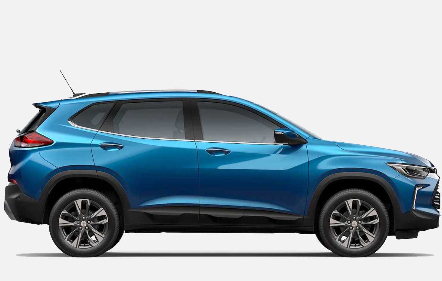 Foto da lateral direita de um Chevrolet Tracker G3 azul. A foto foi ...