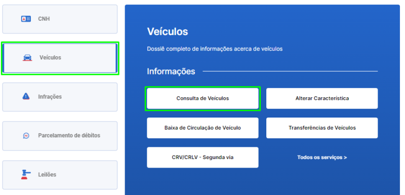 3 – Insira o número da placa e do Renavam e clique em “Consultar”