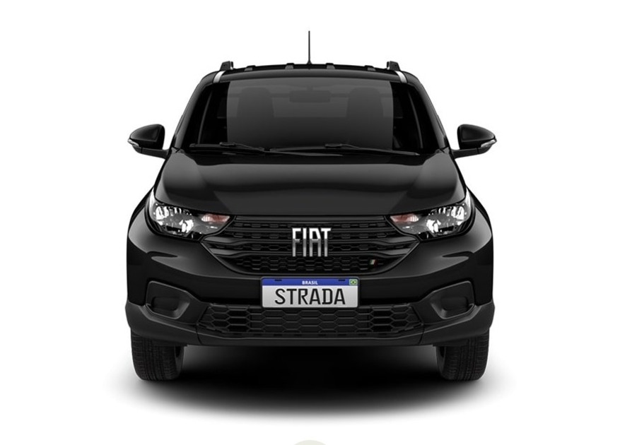 A imagem mostra a frente da picape Fiat Strada Freedom CS 1.3.