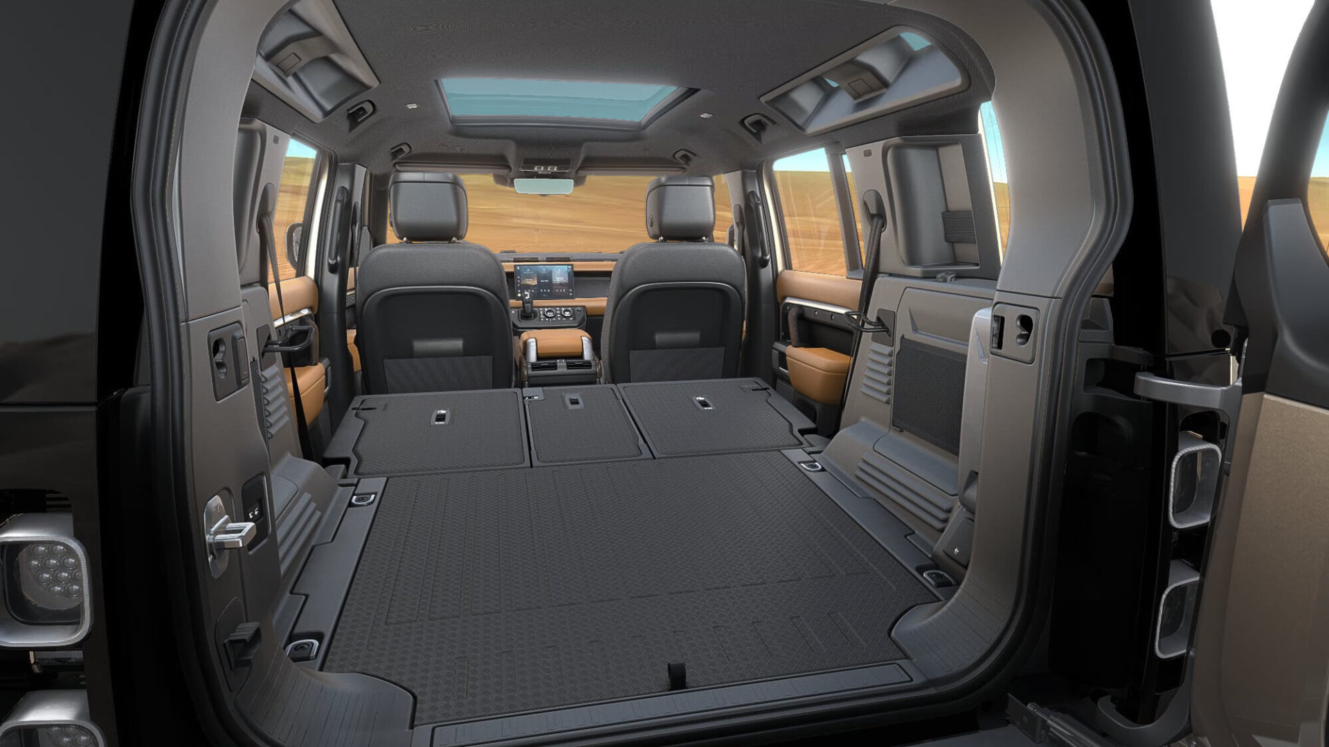 Foto do interior do Land Rover Defender 110 PHEV, com os bancos ...