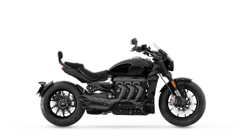 Foto lateral da Triumph Rocket 3 Storm 2025.